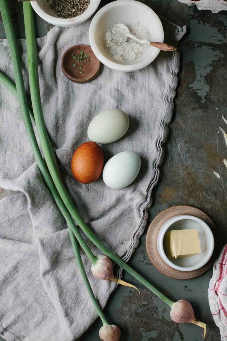 Spring Omelet with Swiss Chard, Garlic Scapes, Chive Blossoms - A Daily ...